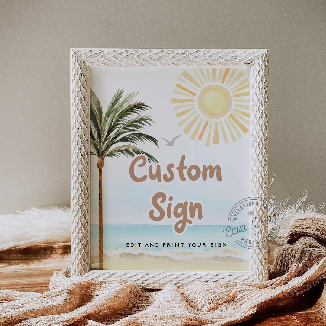 Beach Baby Shower Printable Sign, Gender Neutral Surfing Baby Shower ...
