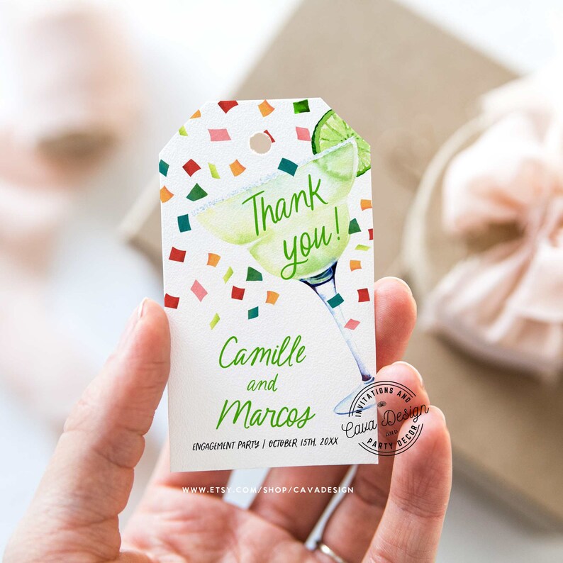 Fiesta Engagement Party Favor Tags Printable Couples - Etsy