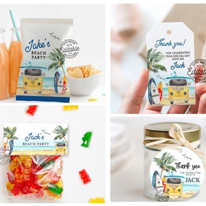 Beach Birthday Theme Party Bundle, Summer Birthday Invitation Set, Surf ...