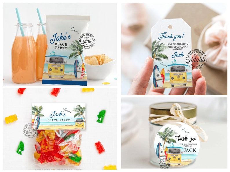 Beach Birthday Theme Party Bundle Summer Birthday Invitation - Etsy