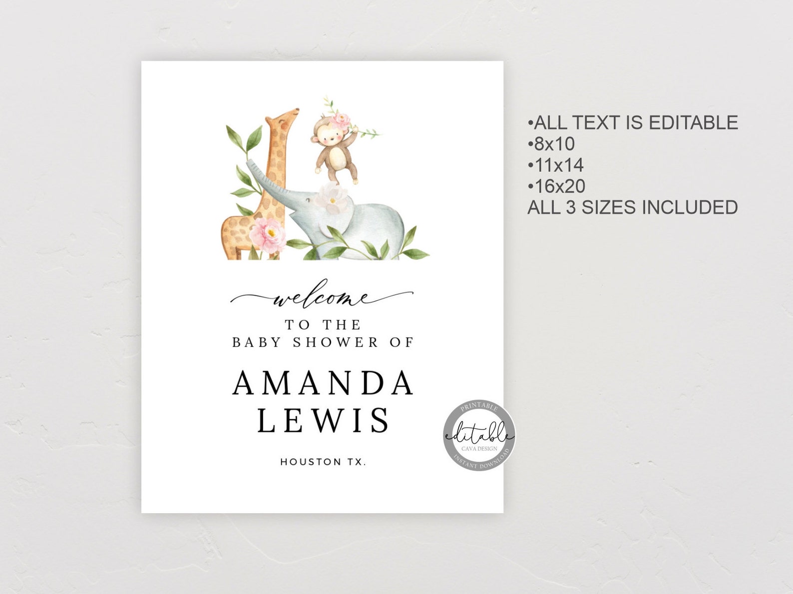 Safari Welcome Sign Safari Party Welcome Poster Safari Baby - Etsy