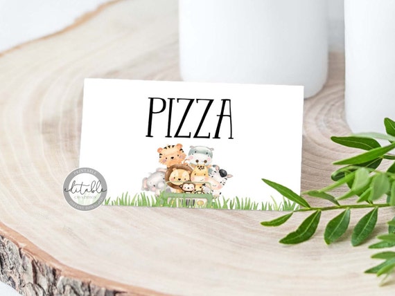 Wild One Safari Buffet Cards Place Card Template Safari Food | Etsy
