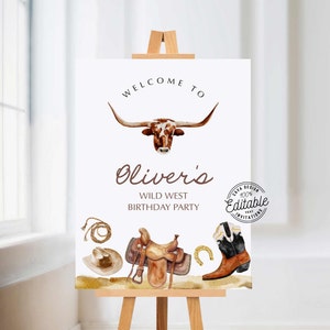 Wild West Birthday Welcome Sign, Modern Country, Birthday Welcome ...