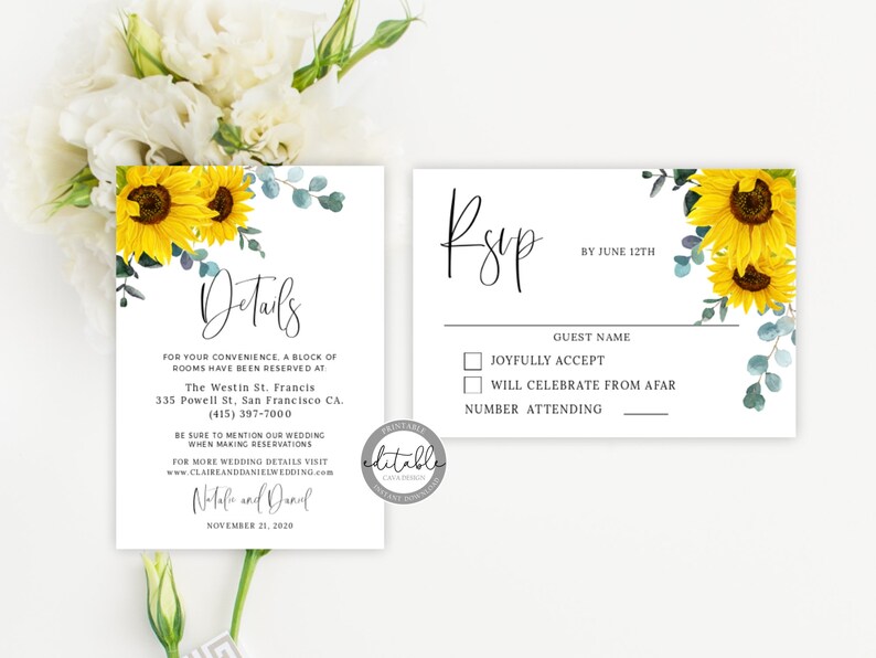 Sunflower Wedding Invitation Sunflower Invitation Wedding - Etsy