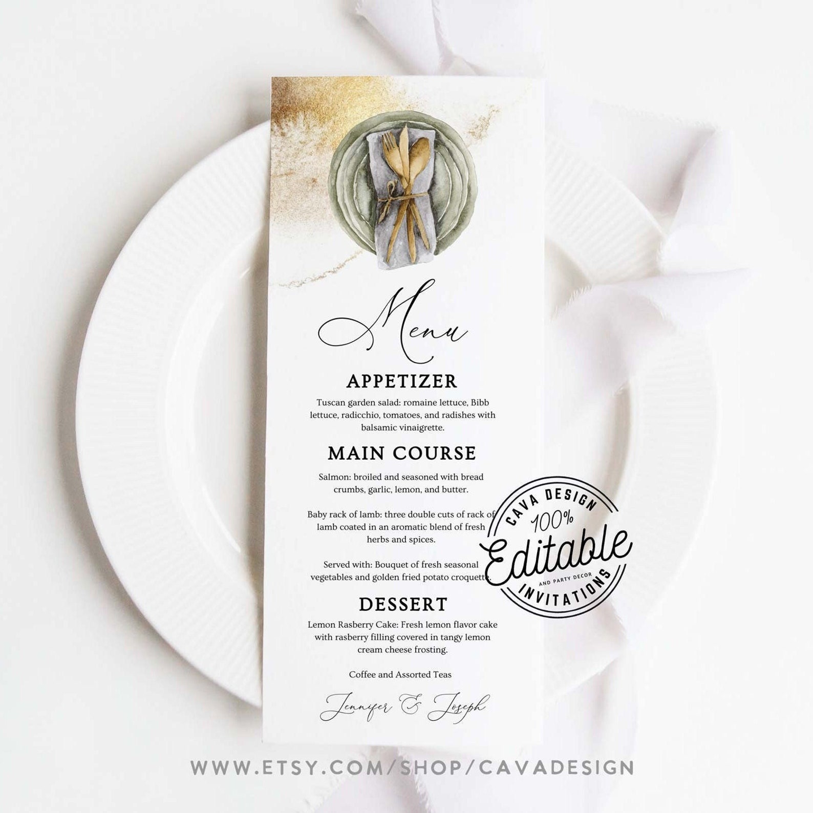 Rustic Menu Card Template Dinner Printable Menu Card | Etsy