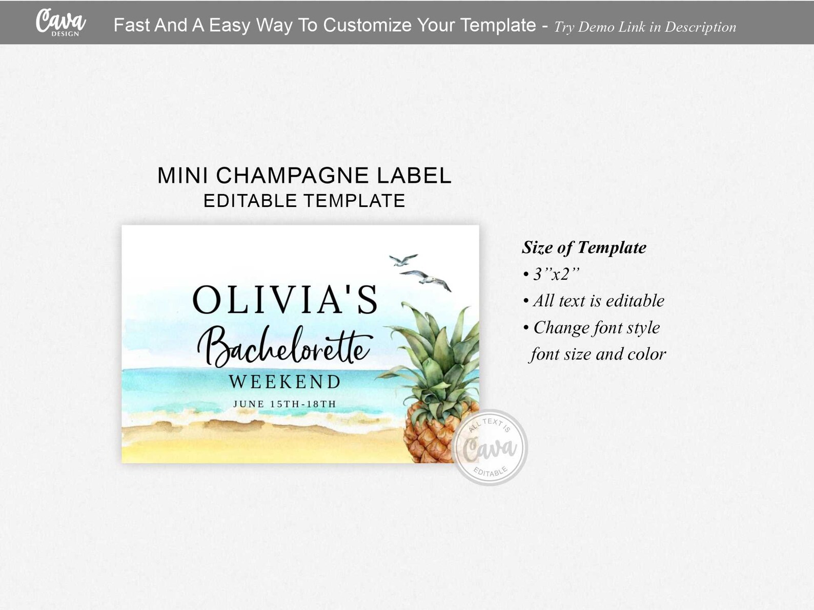Printable Beach Theme Mini Champagne Bottle Label Custom - Etsy