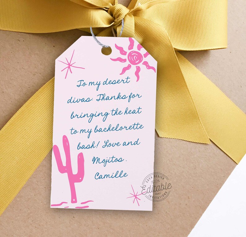 Desert Bachelorette Party Favor Tags, Thank You Tags, Bachelorette ...
