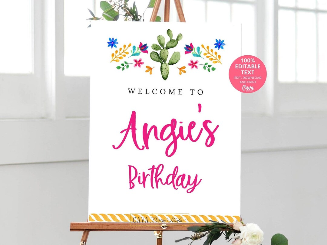 Editable First Fiesta Welcome Sign, Printable Mexican Fiesta Party ...
