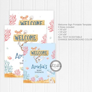 Ocean Baby Shower Welcome Sign Template, Nautical Baby Shower Welcome ...