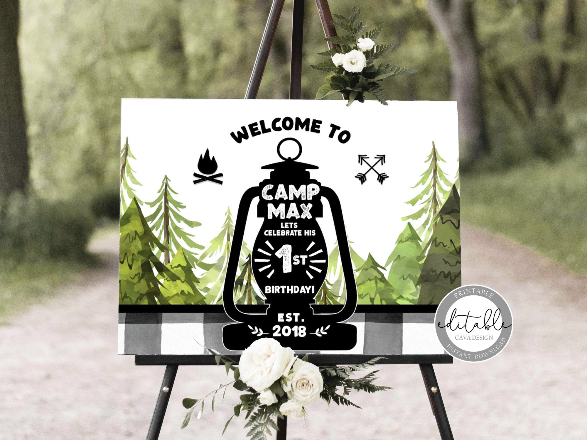 Camp Birthday Welcome Sign Woodland Birthday Sign Welcome | Etsy