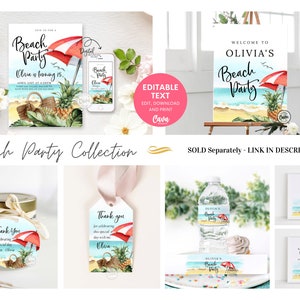 Beach Party Printable Welcome Sign, Summer Birthday Welcome Sign, Pool ...