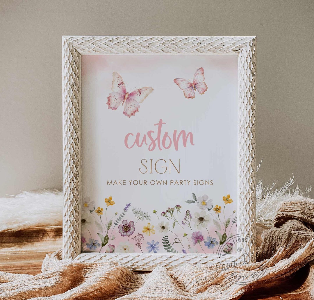 Butterfly Girl Baby Shower Custom Sign, Wildflower Baby Shower Sign ...