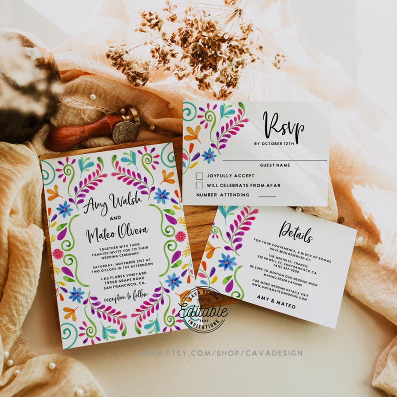 Mexico Wedding Invitation Set Fiesta Destination Wedding - Etsy