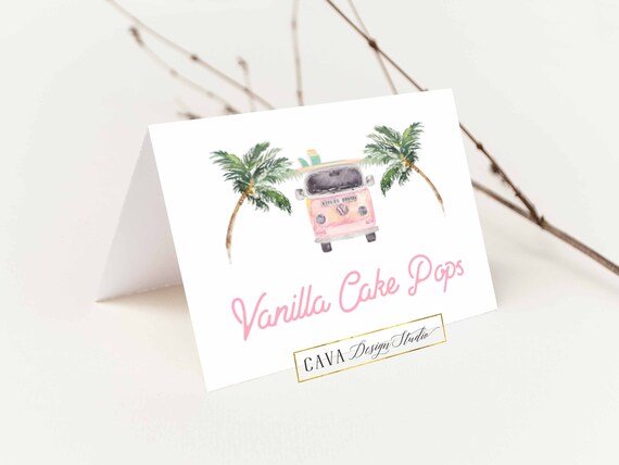 Beach Party Buffet Cards Surf Themed Place Card Template | Etsy