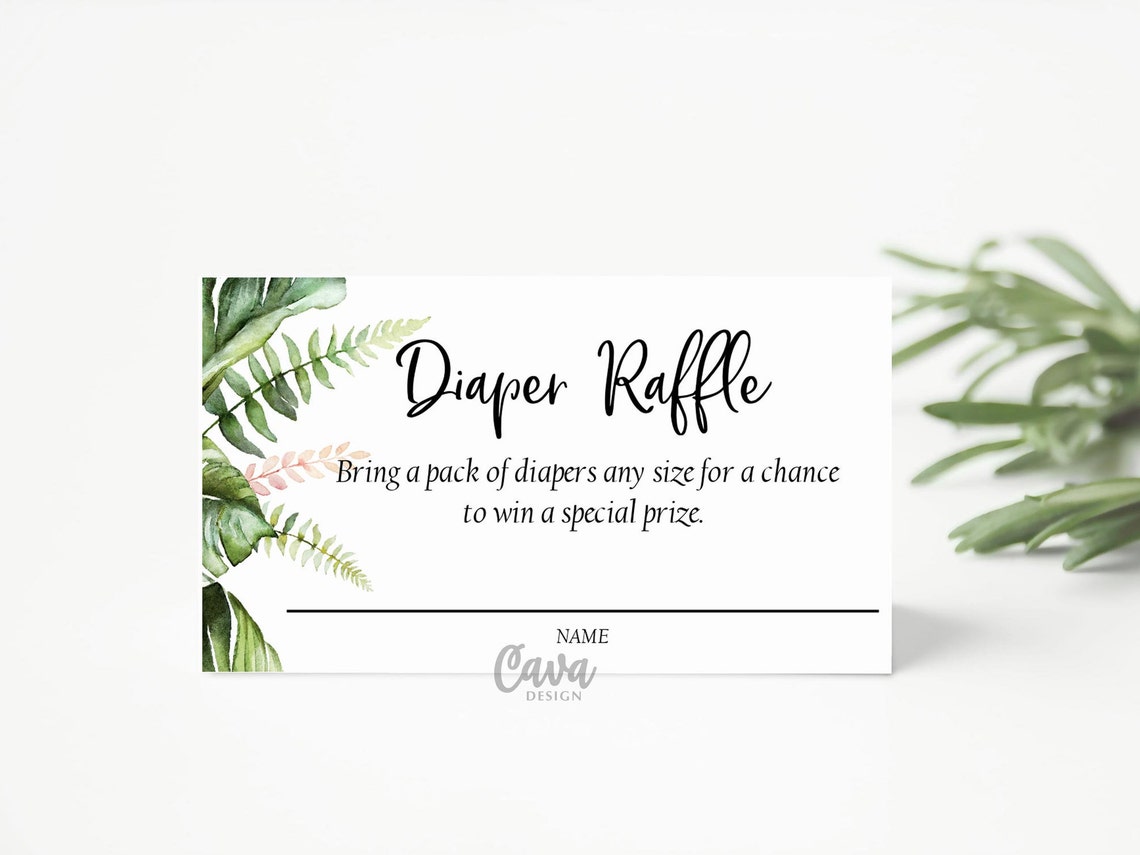 Tropical Diaper Raffle Card Template With Sign Tropical Theme | Etsy