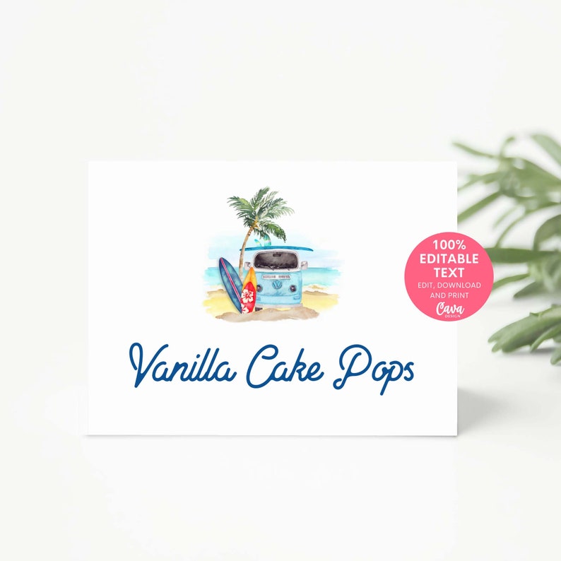 Beach Birthday Party Buffet Cards Surf Themed Place Card - Etsy