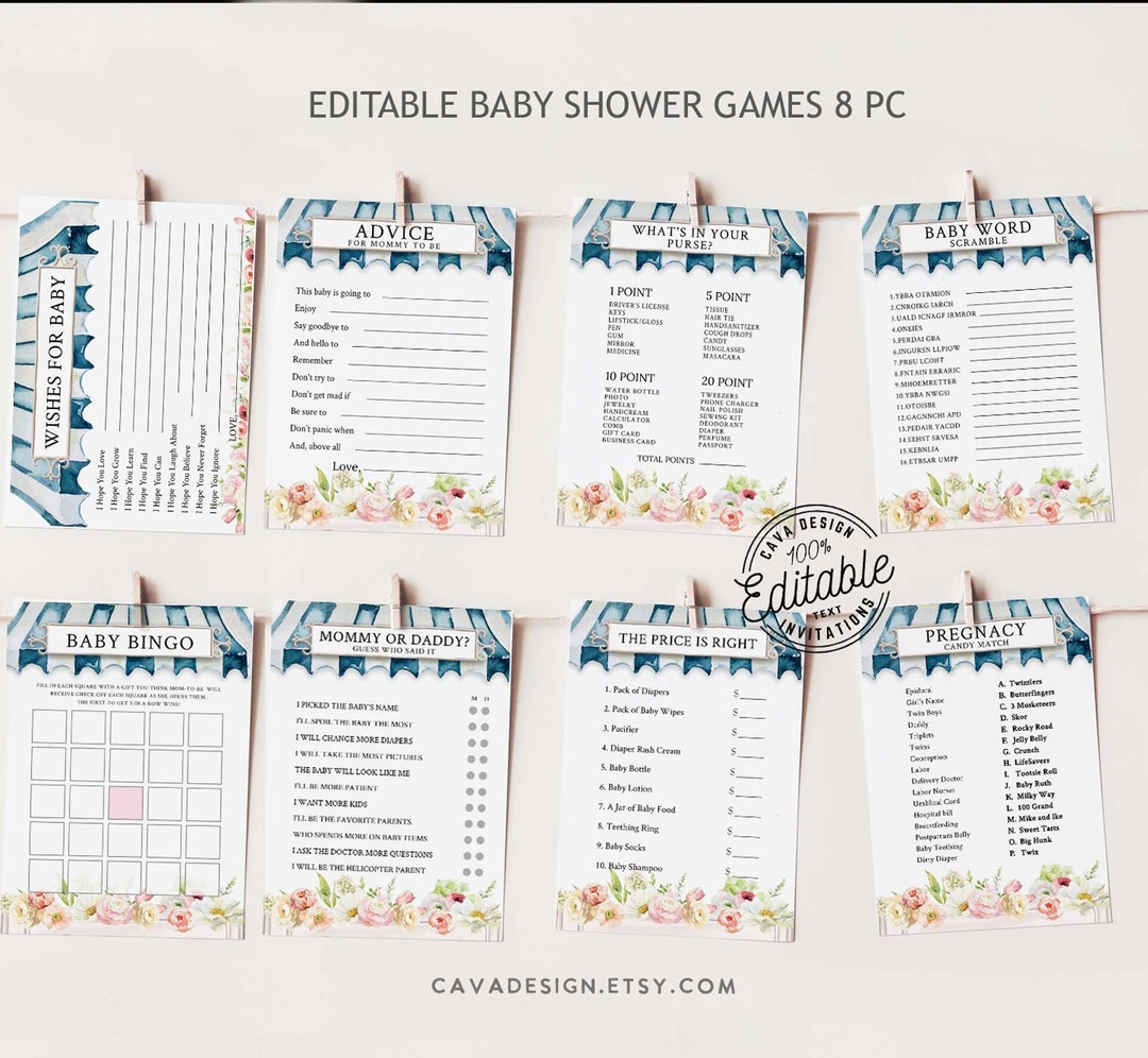 Baby in Bloom Baby Shower Games, Garden Baby Shower Game Bundle ...