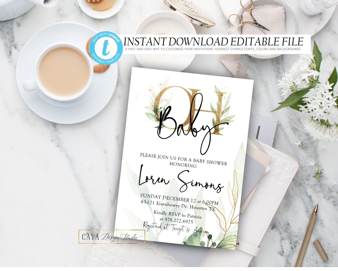 Baby Shower Invitation Printable Invitation Gender Neutral | Etsy