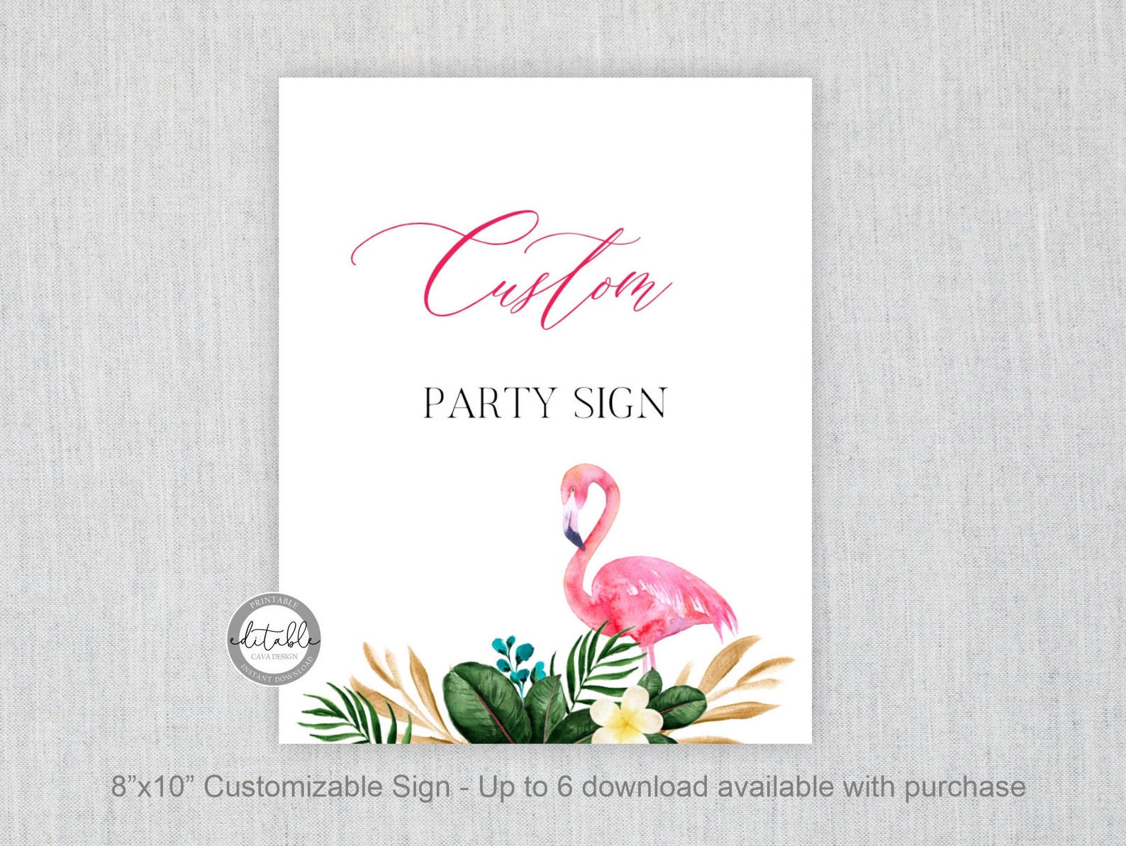 Tropical Editable Signage Tropical Party Custom Sign - Etsy