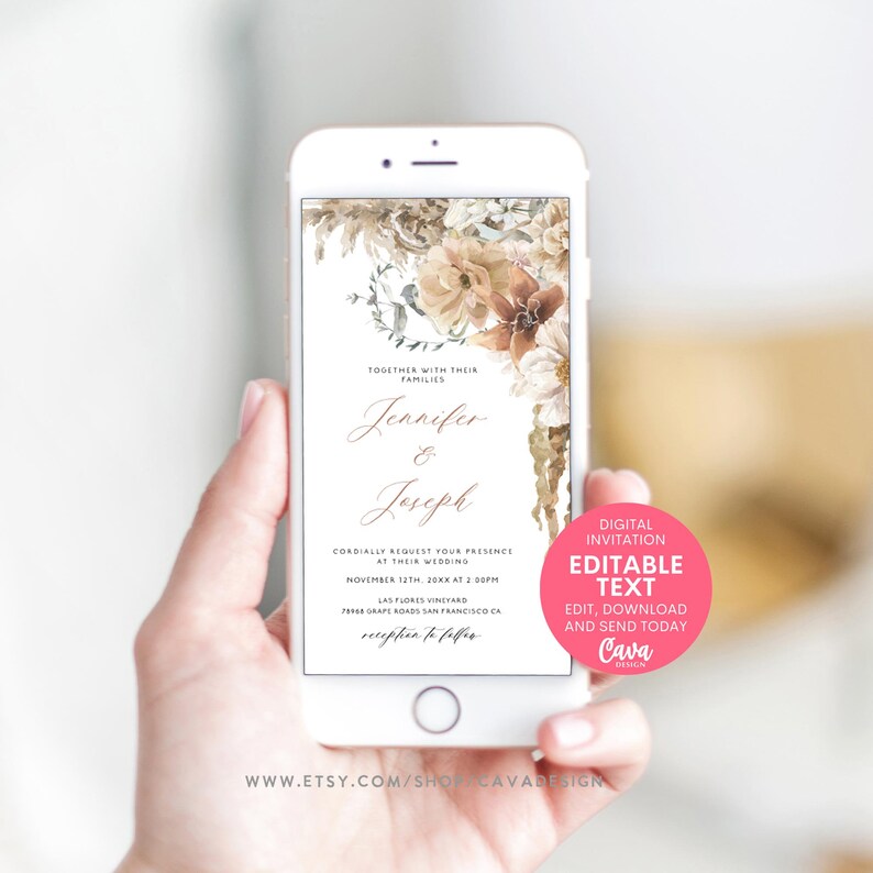 Rustic Boho Wedding Invitation Template Terracotta Wedding - Etsy