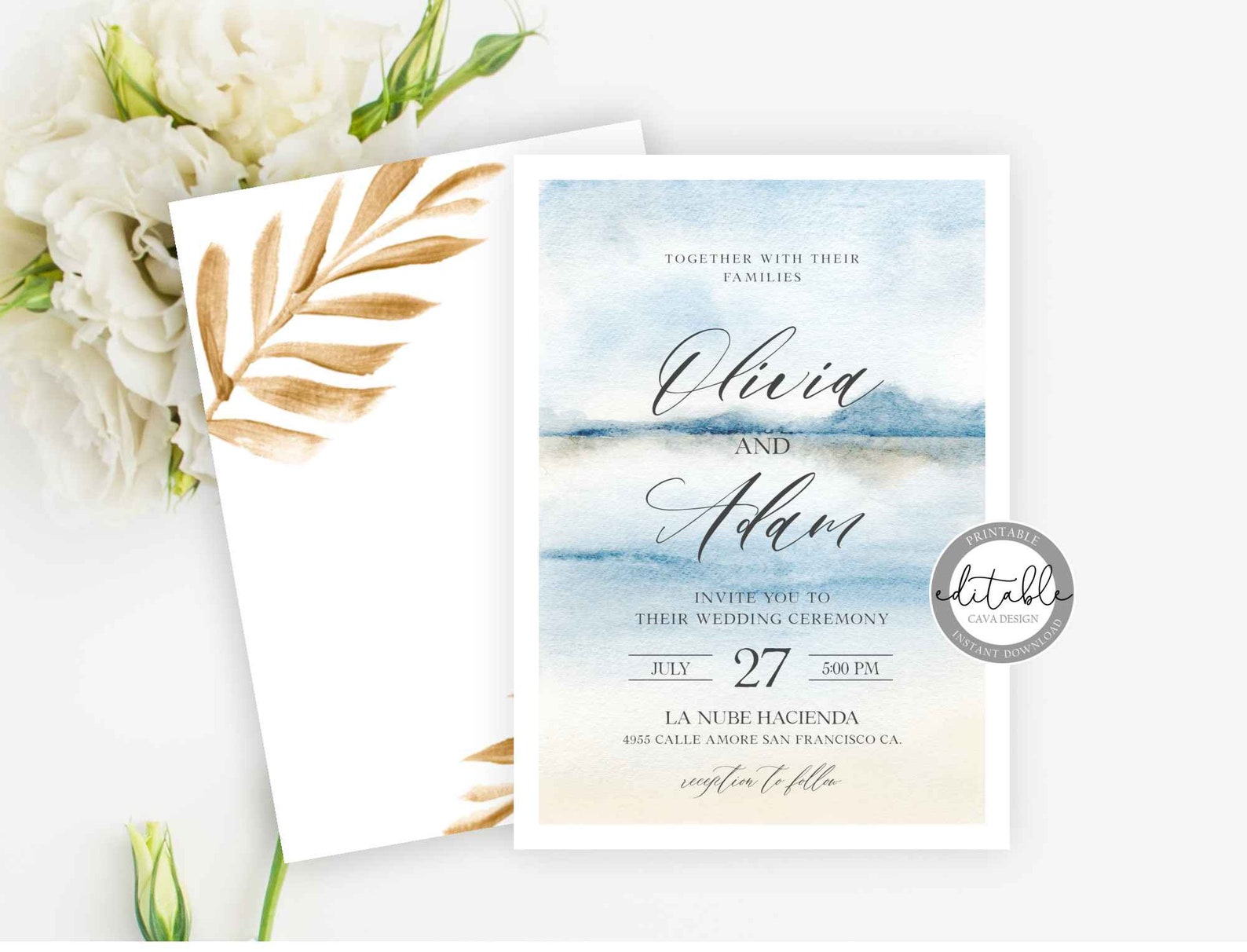 Beach Wedding Invitation and RSVP Card Ocean Wedding - Etsy