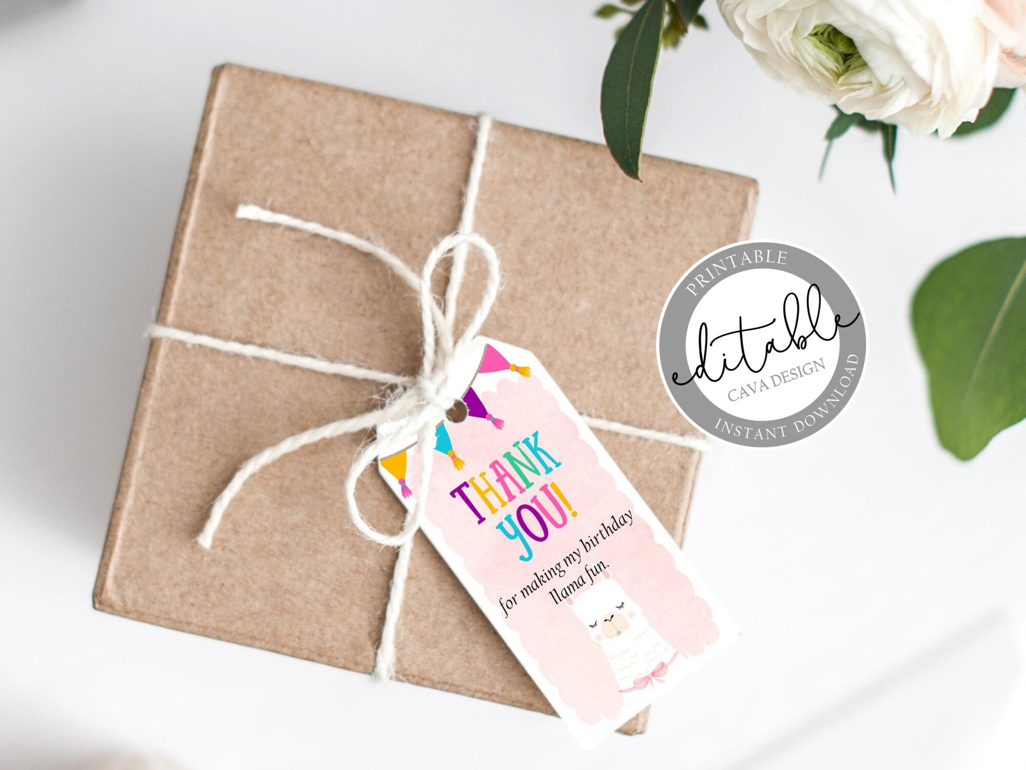 Llama Birthday Gift Tags, Favor Tags Printable, Llama Thank You Tags ...