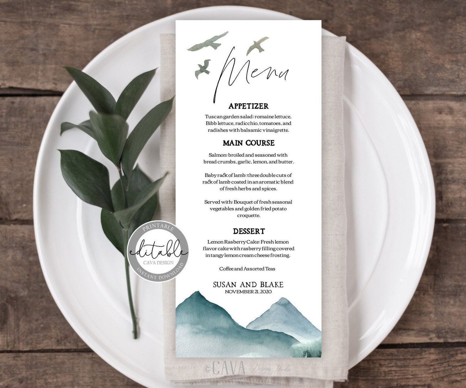 Printable Woodland Menu Card Template Forest Menu Card - Etsy