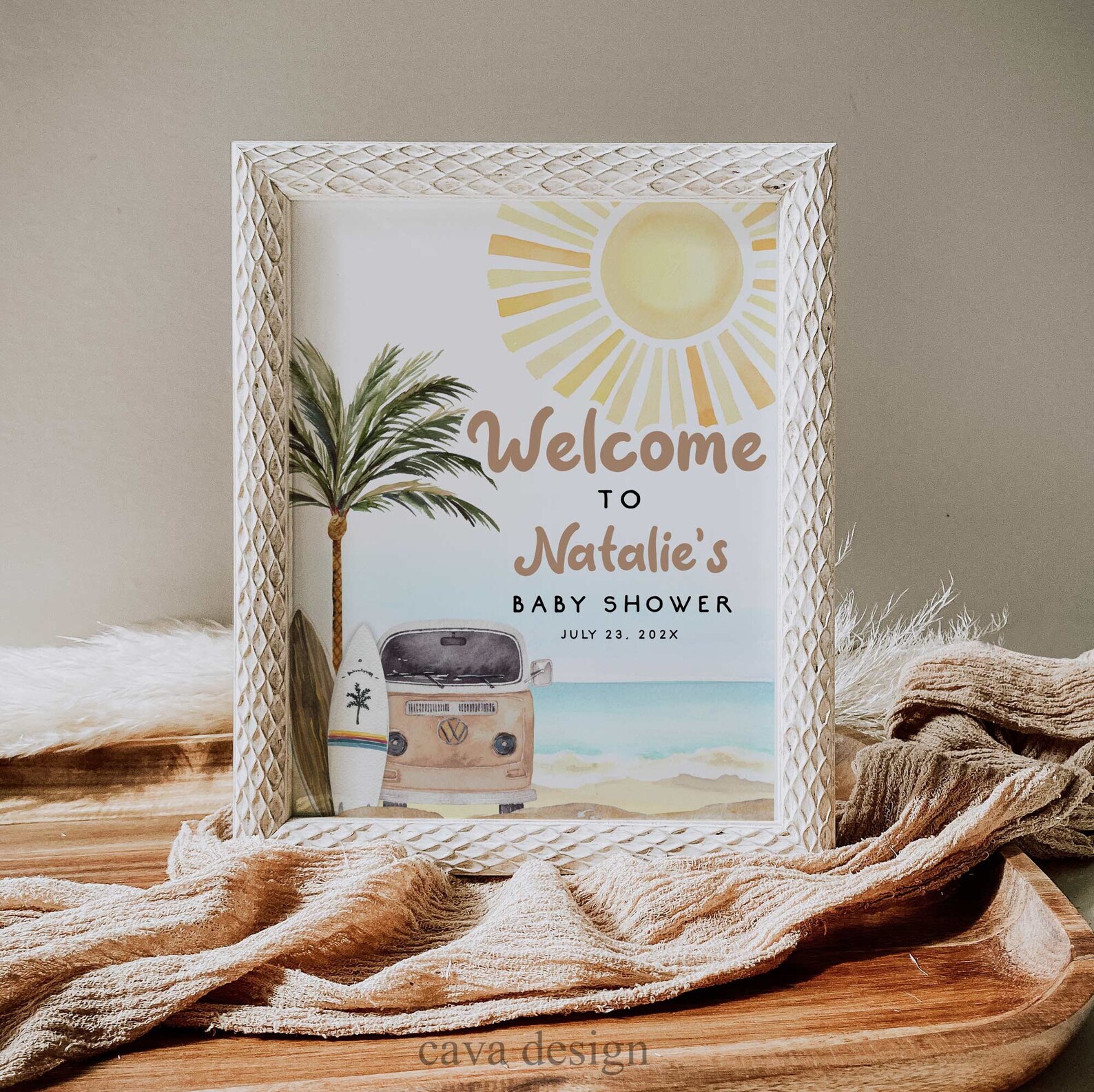 Beach Baby Shower Welcome Sign | Boho Beach Baby Shower Signage| Boy ...