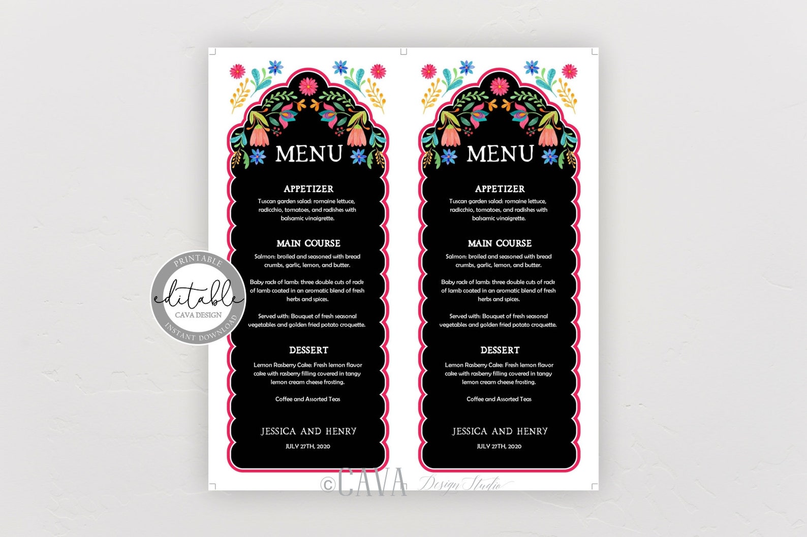 Fiesta Menu Card Template Mexican Themed Menu Card for - Etsy