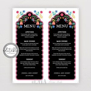 Fiesta Menu Card Template, Mexican Themed Menu Card for Wedding ...