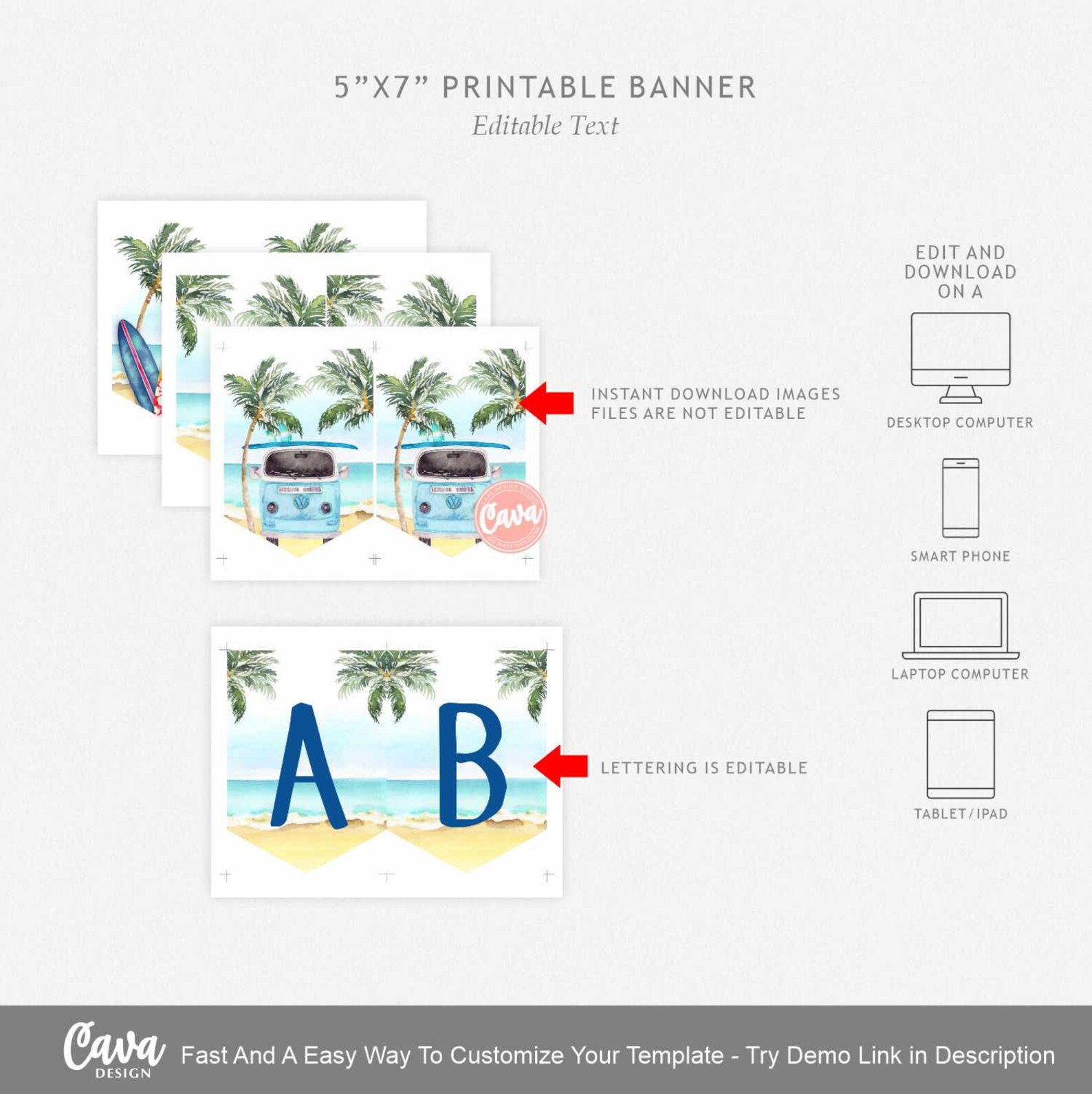 Beach Party Banner Printable Pool Party Bunting Boy Beach | Etsy