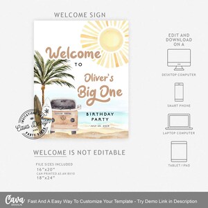 Beach Party Welcome Sign | Beach Surfing Party Welcome Signage| the Big ...