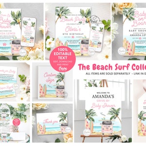Printable Girl Summer Birthday Gift Tags, Beach Birthday Thank You Tags ...