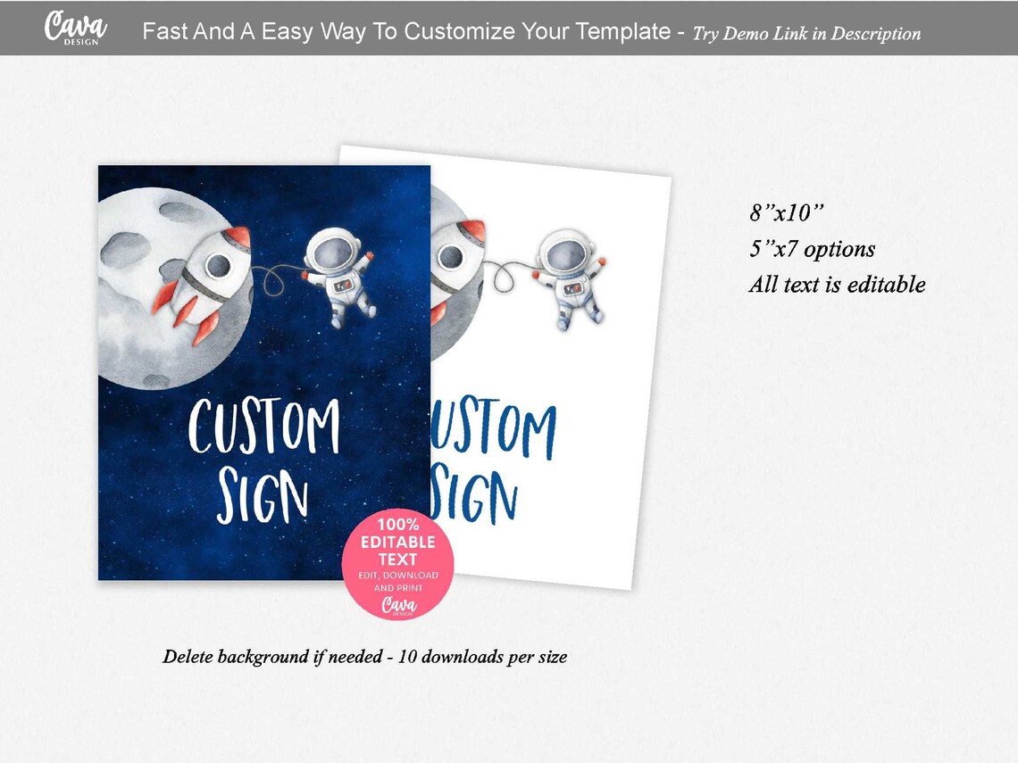 Space Birthday Party Sign Template Out of this World | Etsy