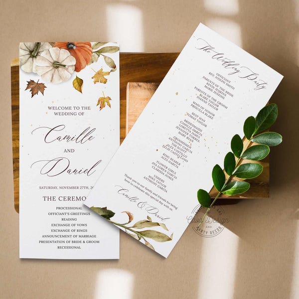 Fall Wedding Program - Etsy