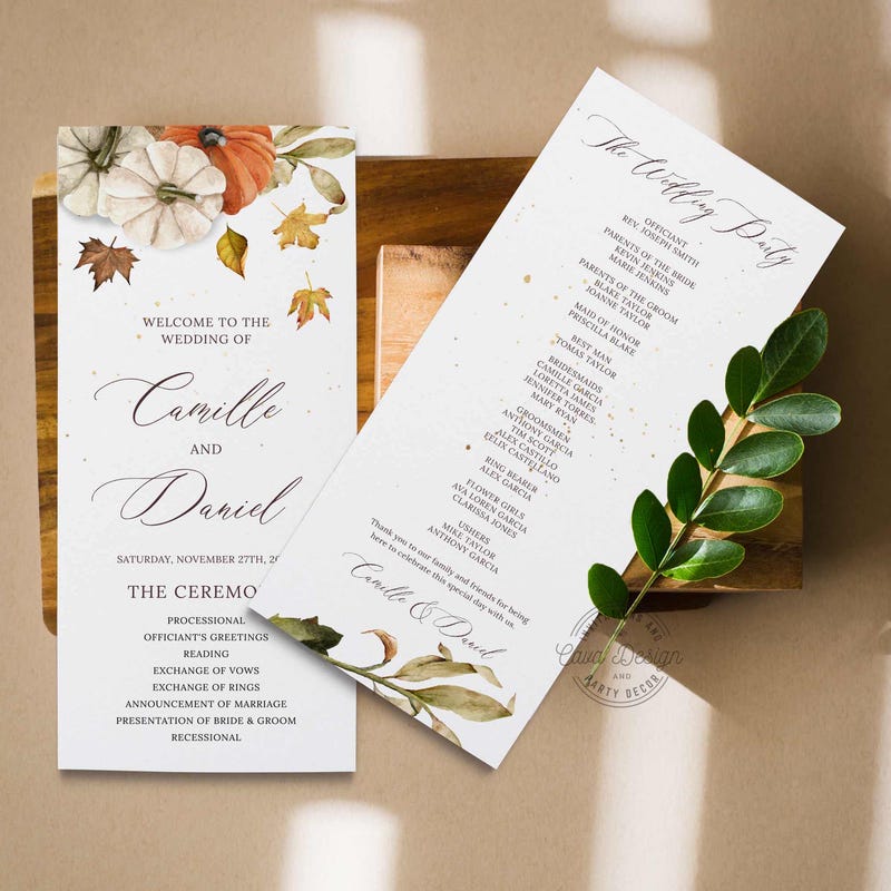 Fall Wedding Program - Etsy