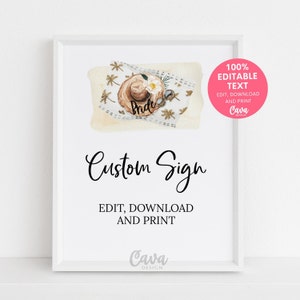 Tropical Beach Theme Custom Sign, Editable Bridal Shower Table Sign ...