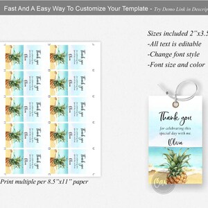 Printable Summer Birthday Gift Tags, Beach Birthday Thank You Tags ...