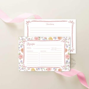 Floral Garden Bridal Shower Recipe Card, Hand Drawn Bridal Recipe Card ...