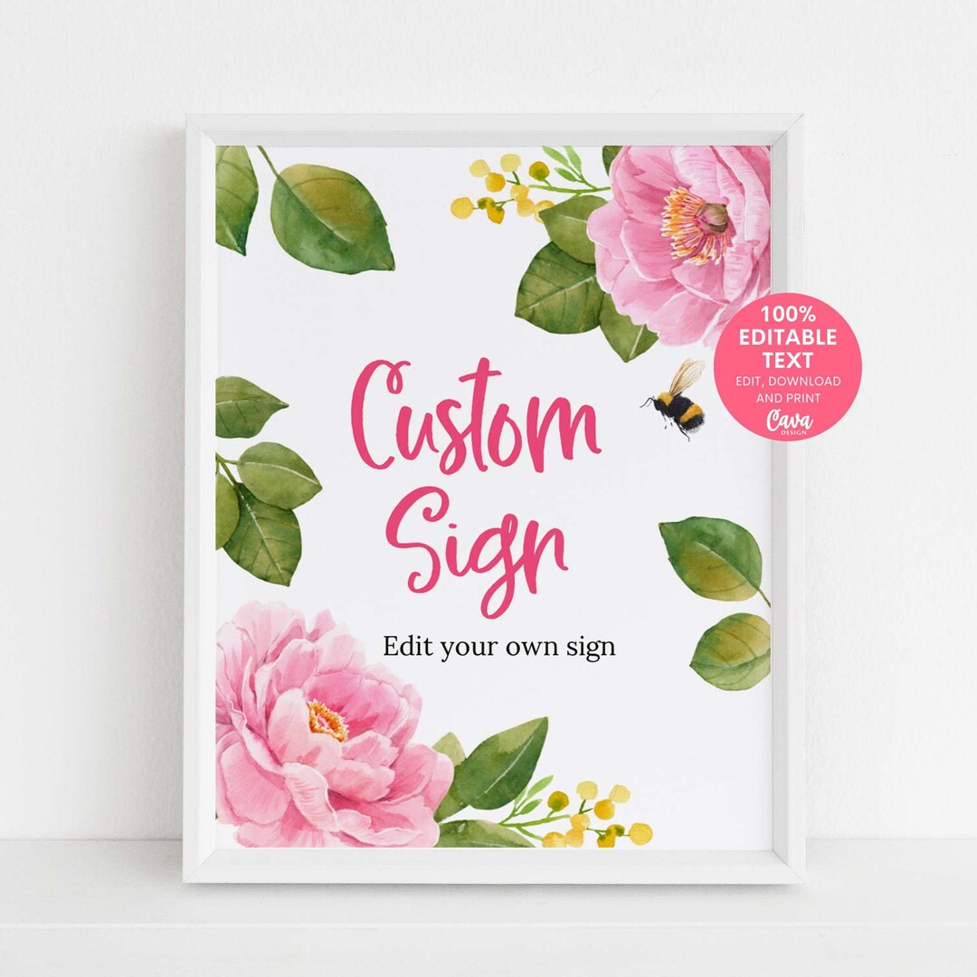Editable Garden Party Printable Sign, Floral Theme Custom Printable ...