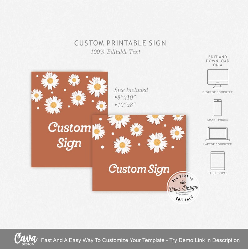 Daisy Baby Shower Custom Sign Printable Boho Floral Bridal - Etsy
