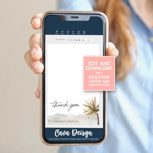 Desert Thank You Card Printable, Cactus Palm Wedding Thank You Card ...