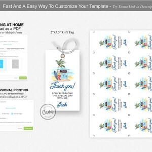 Printable Summer Birthday Gift Tags, Beach Birthday Thank You Tags ...