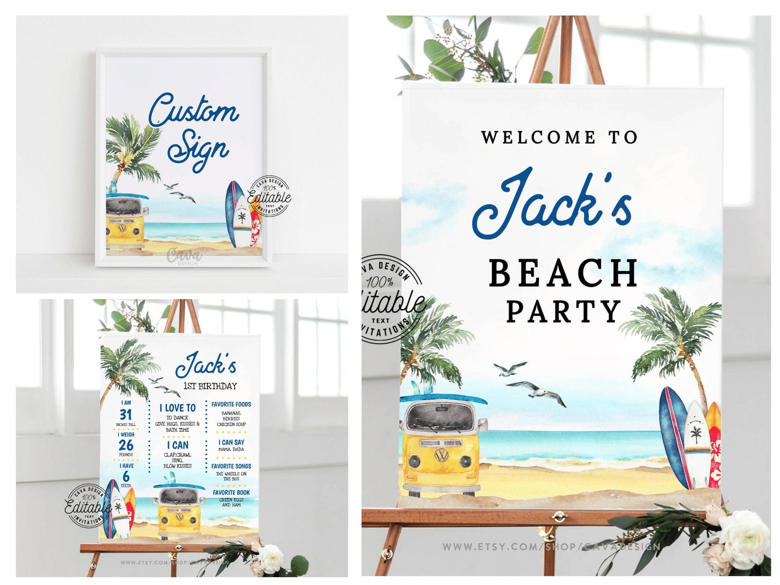 Beach Birthday Theme Party Bundle Summer Birthday Invitation - Etsy