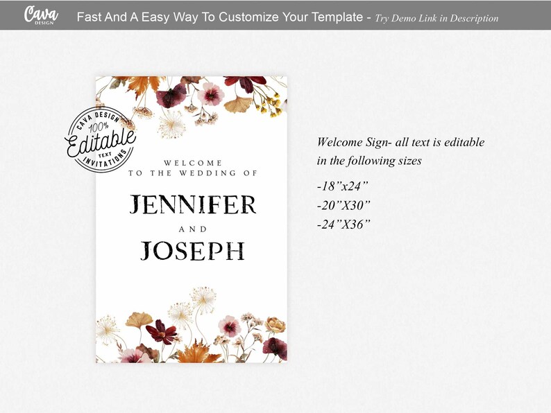 Fall Wedding Welcome Sign Printable Autumn Theme Welcome - Etsy