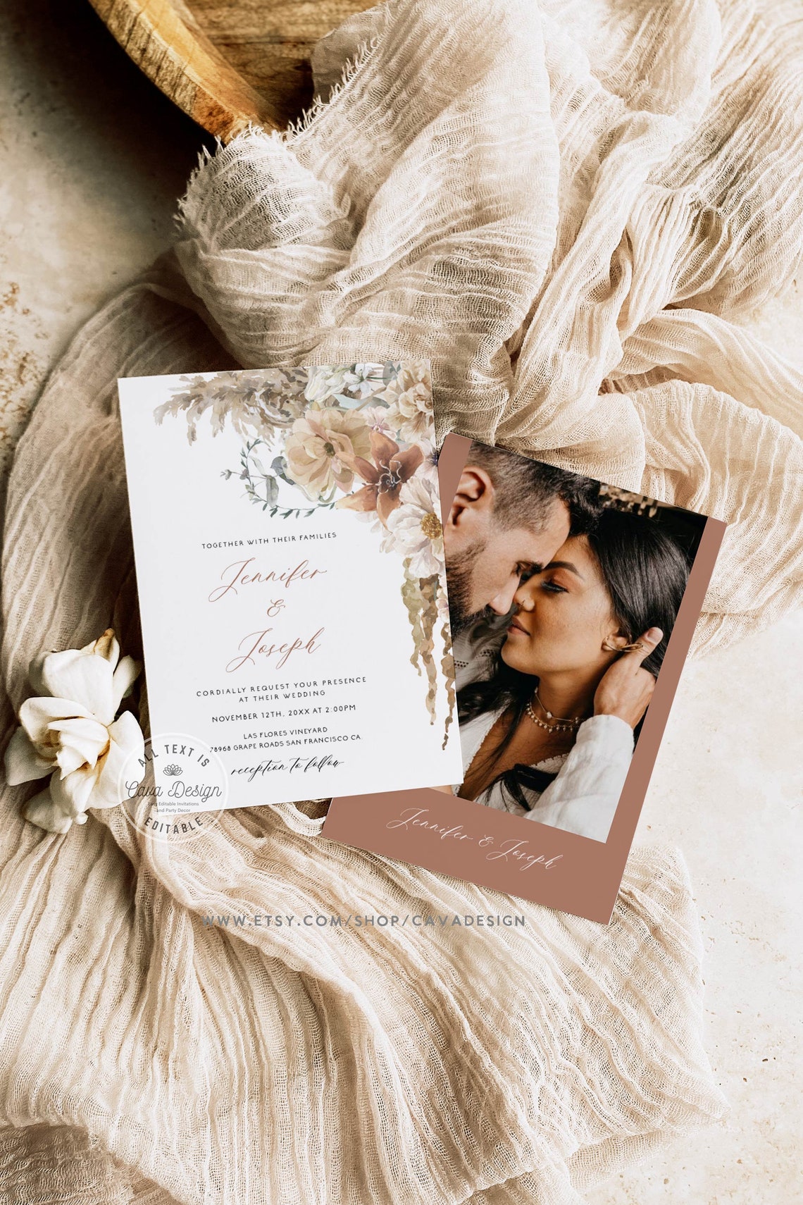 Rustic Boho Wedding Invitation Template Terracotta Wedding - Etsy