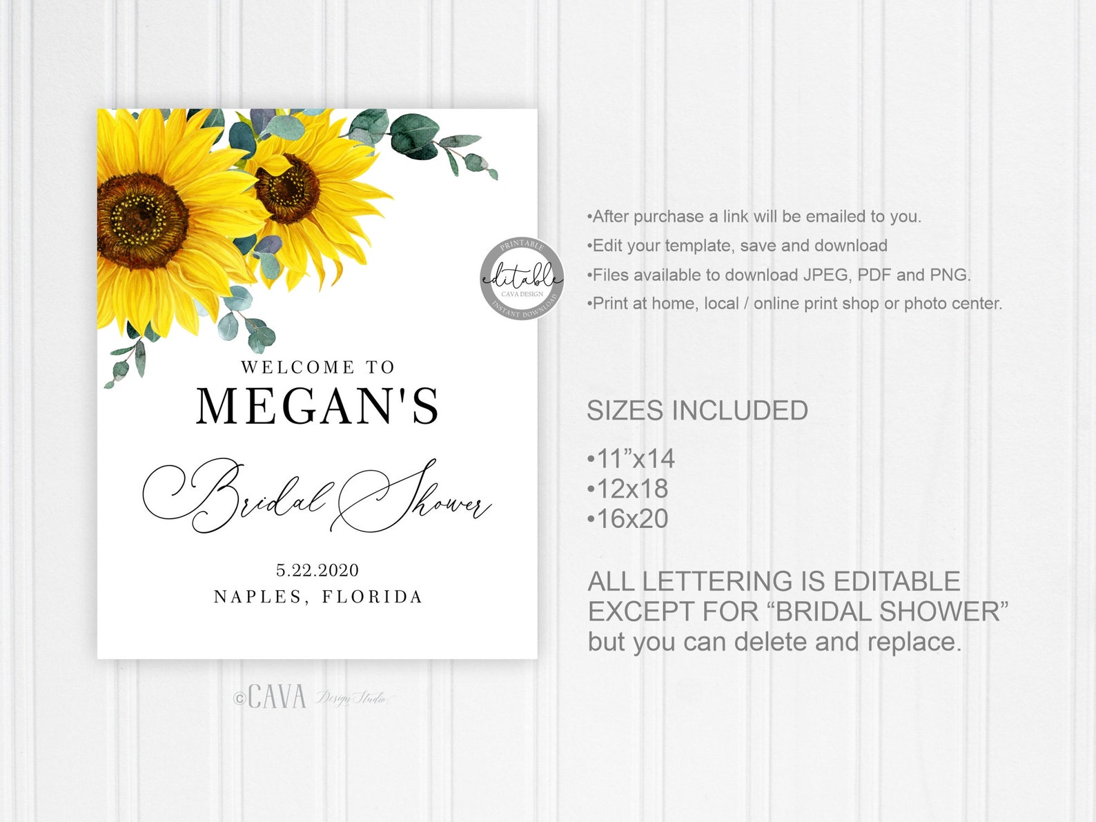 Sunflower Welcome Sign Template Printable Sunflower Baby | Etsy