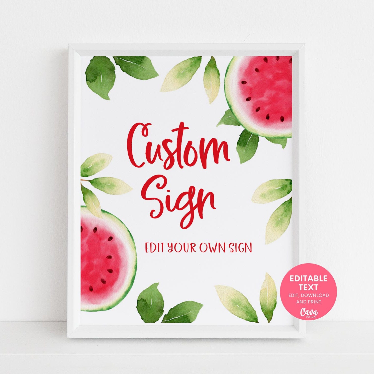 Printable Watermelon Baby Shower Party Welcome Sign Editable Watermelon ...