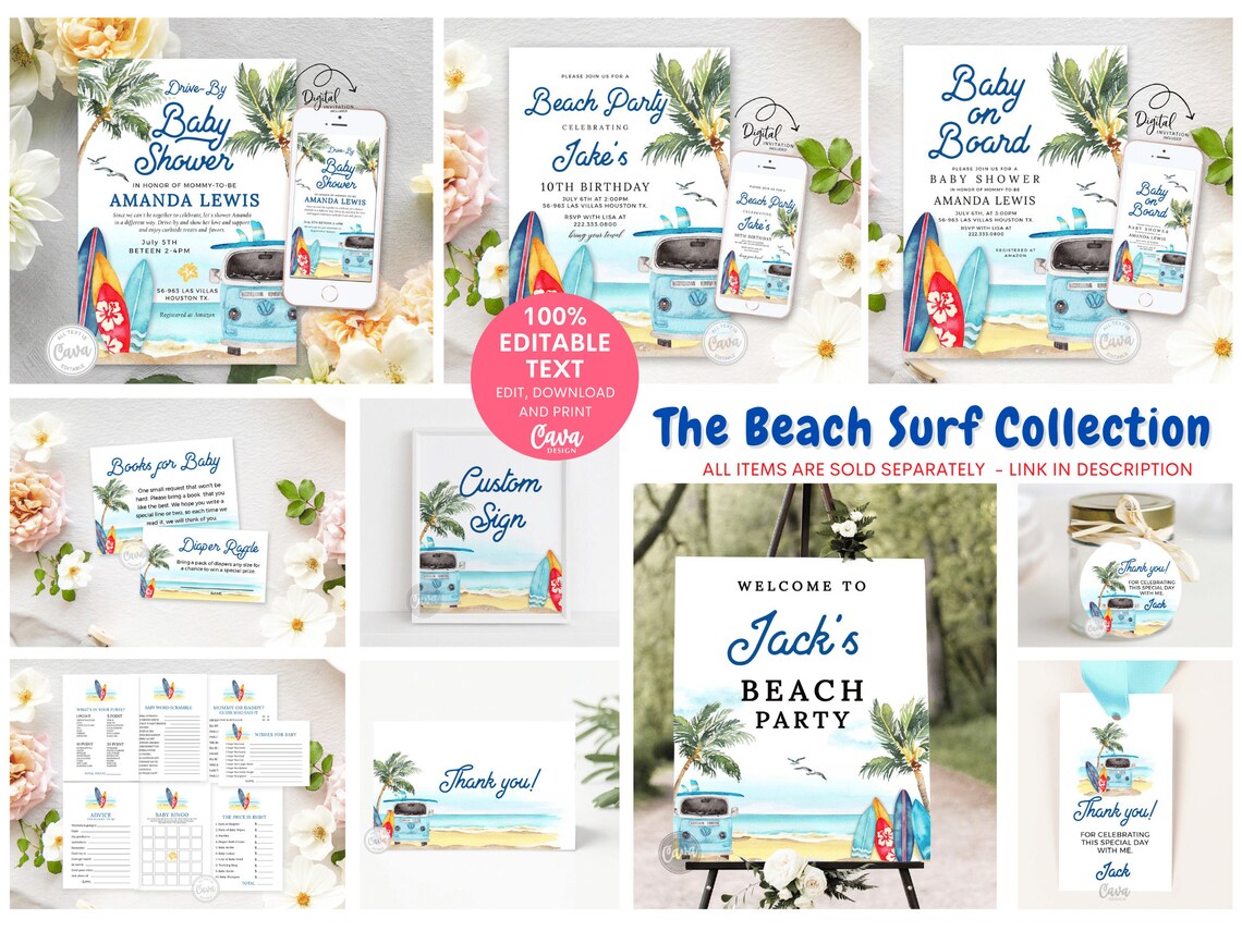 Printable Summer Birthday Gift Tags Beach Birthday Thank You | Etsy