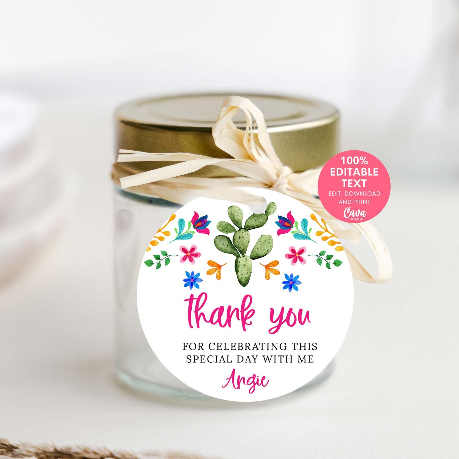 Printable Fiesta Party Round Favor Tag Editable Fiesta Gift - Etsy